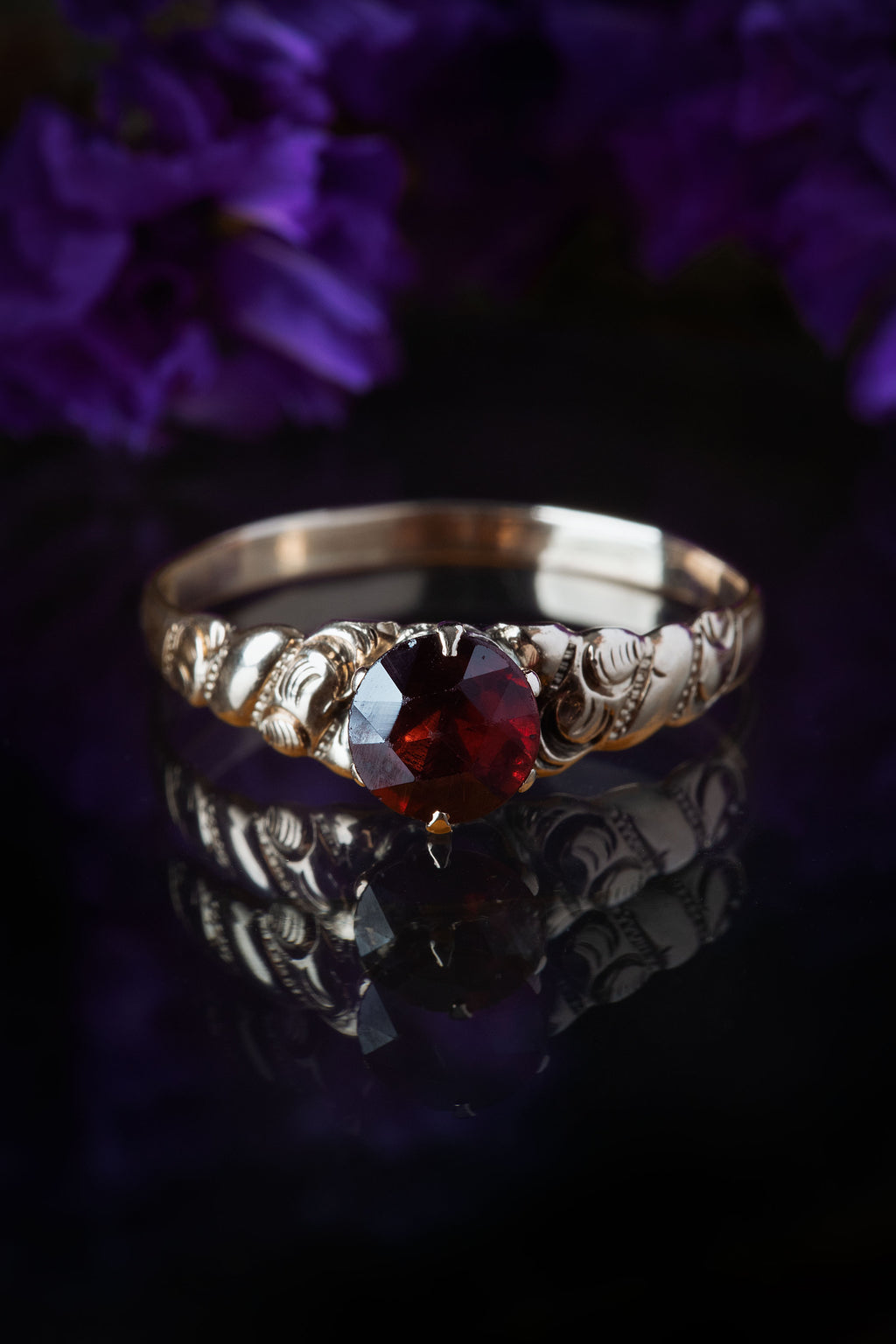 Victorian Rose Cut Garnet Solitaire Ring – The Veiled Mirror