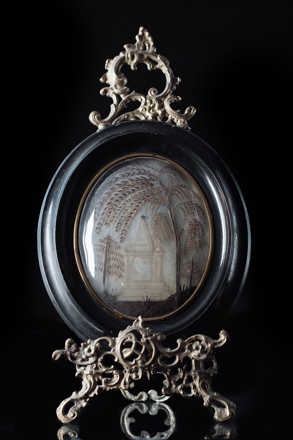 Victorian French Mourning Hair Art Dated 1868 – The Veiled Mirror