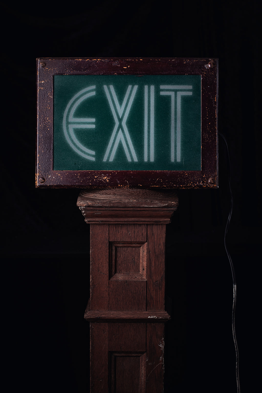 Art Deco Green Reverse Painted Glass Exit Sign – The Veiled Mirror