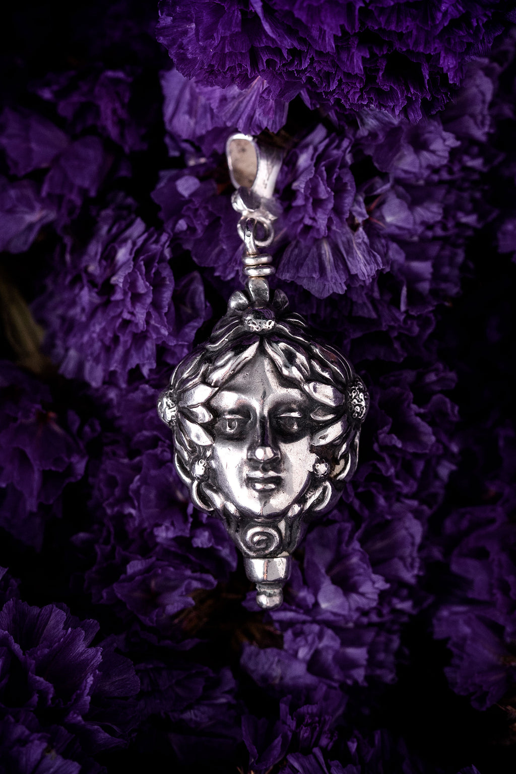 Haunting Art Nouveau Double Sided Floating Face Pendant – The Veiled Mirror